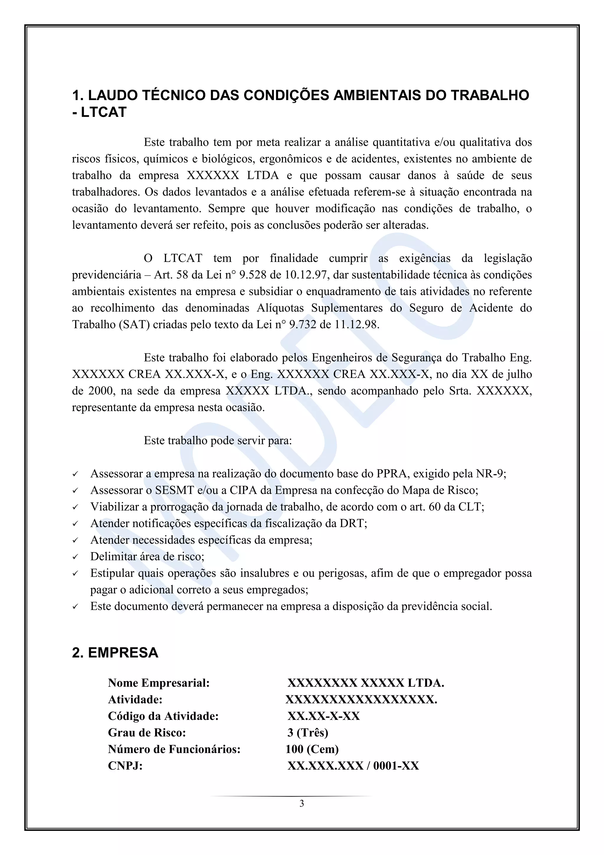Modelo de LTCAT | PDF