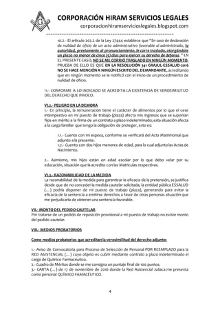Modelo de medida cautelar de innovar dentro de proceso contencioso administrativo laboral autor ...