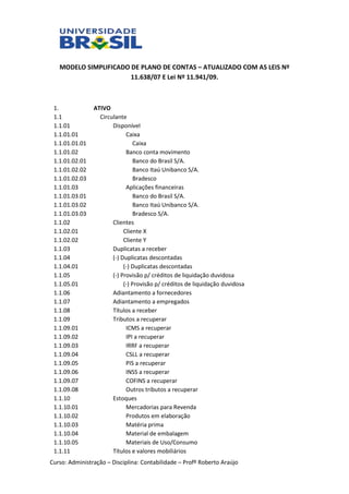 Modelo de plano de contas | PDF