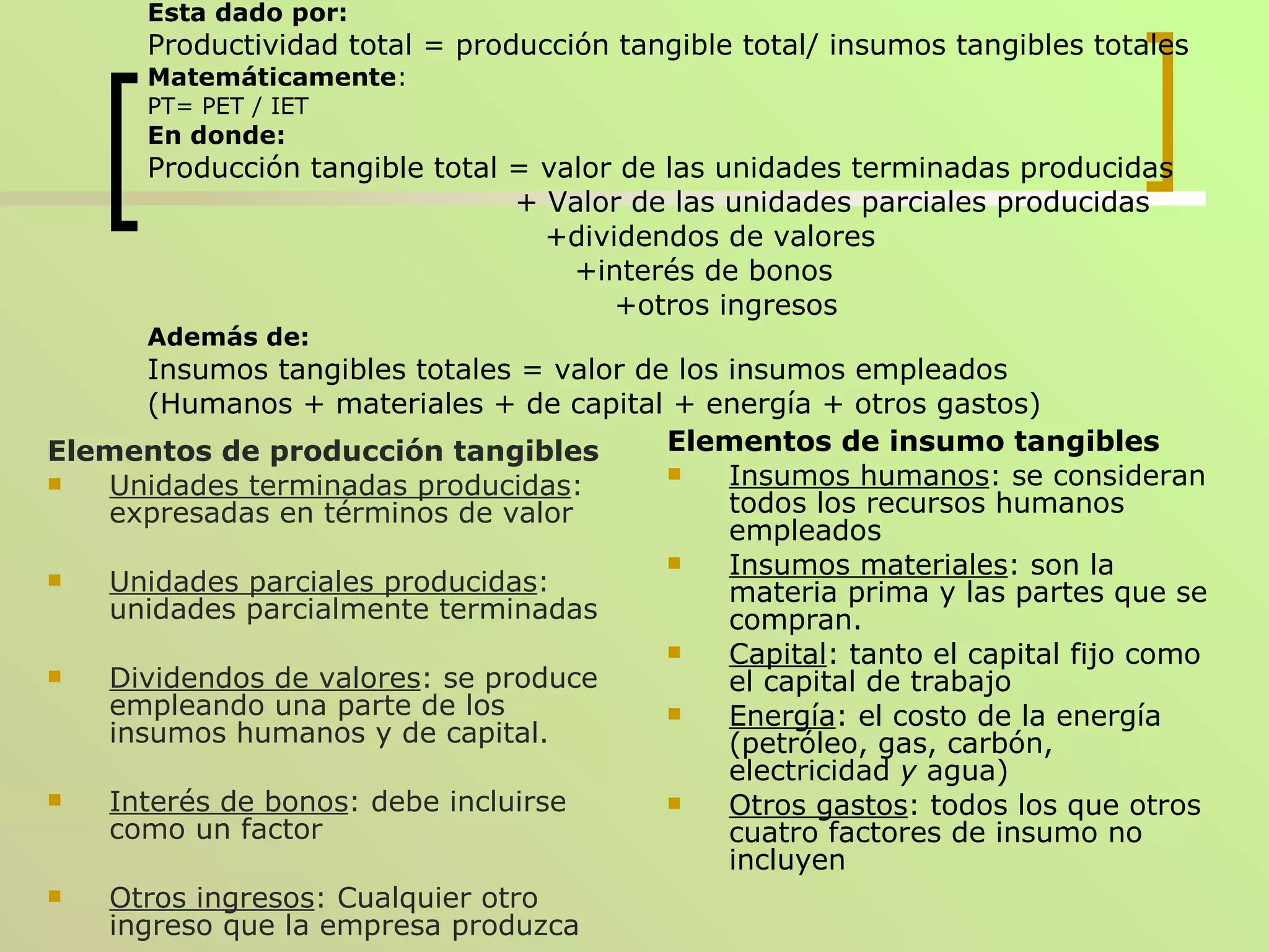 Modelo de productividad total | PPT