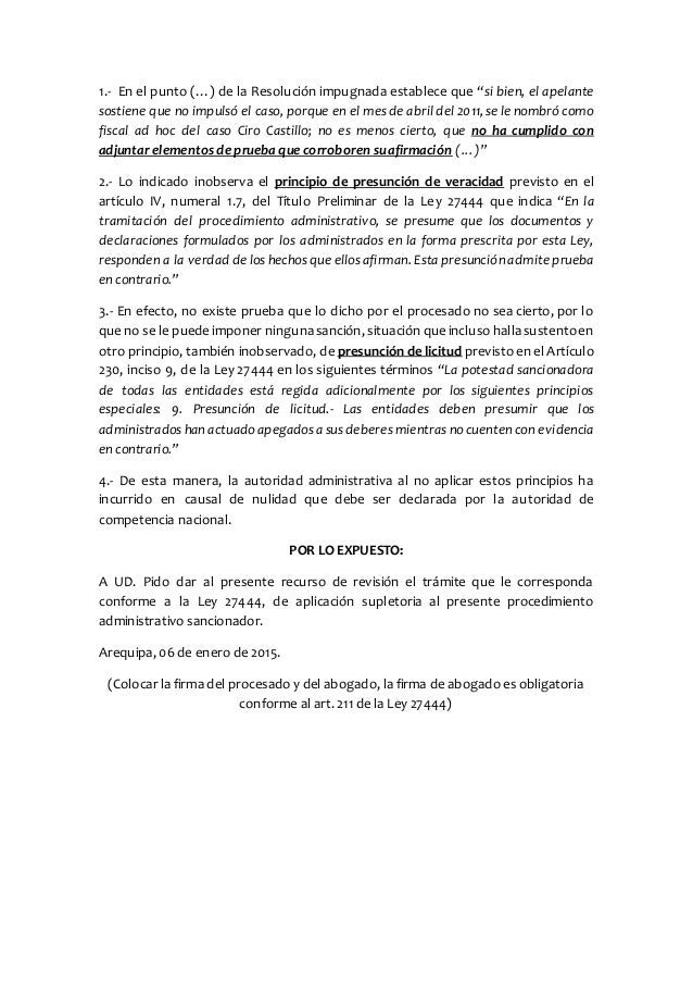 Modelo De Recurso De Revisión Contra Una Resolución De Fiscalía Supre…