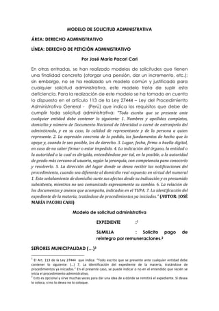 Modelo de solicitud administrativa | DOCX