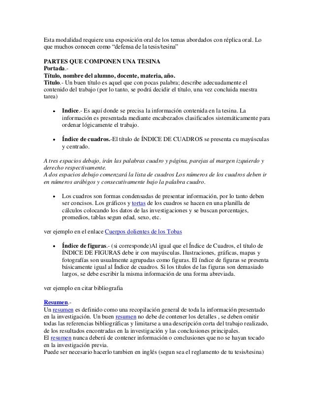 Partes De Una Tesina