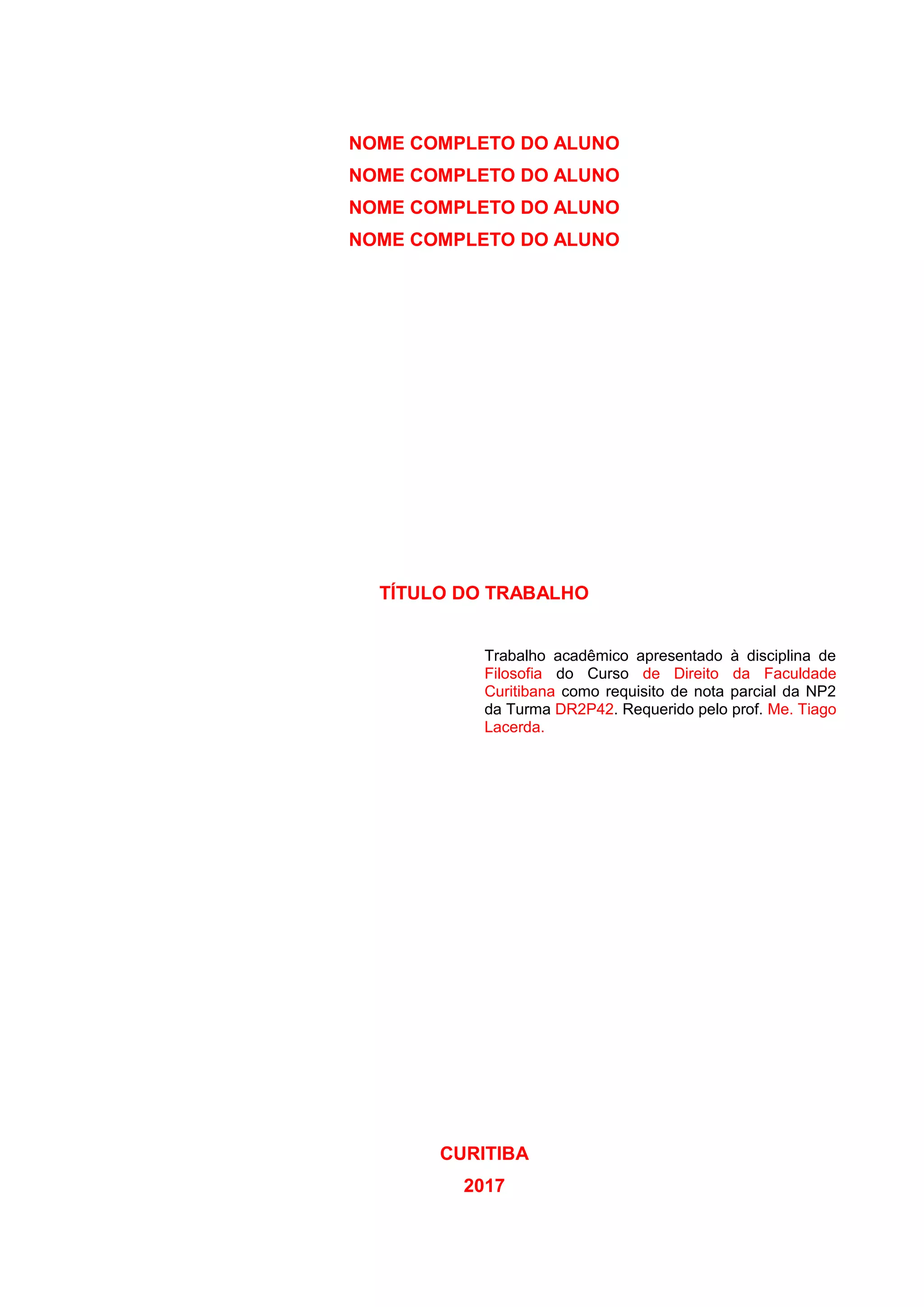 Modelo de trabalho ABNT (simplificado) | PDF | Education