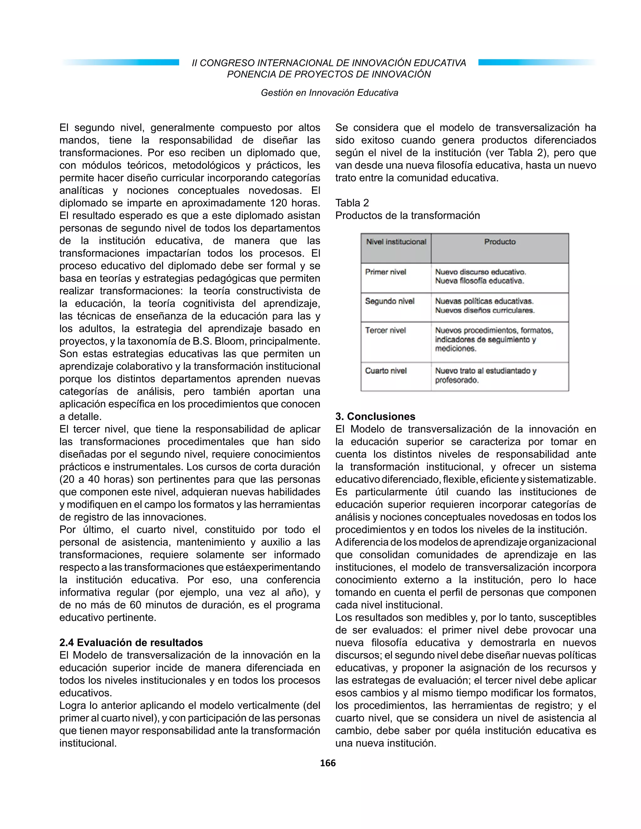 Modelo de transversalización de la innovación en la educación superior ...