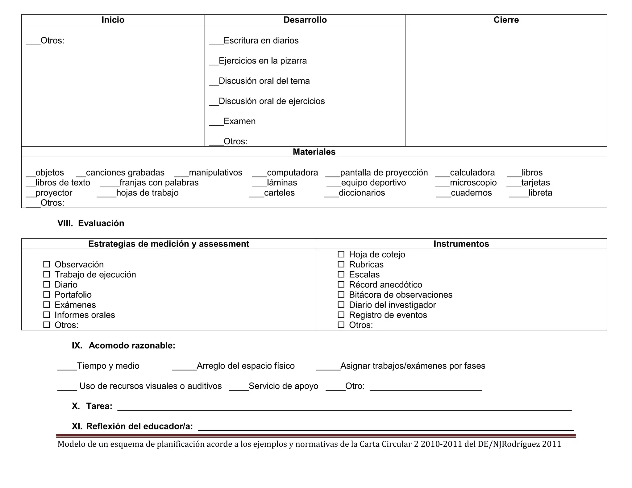 Modelo de un plan diario | PDF