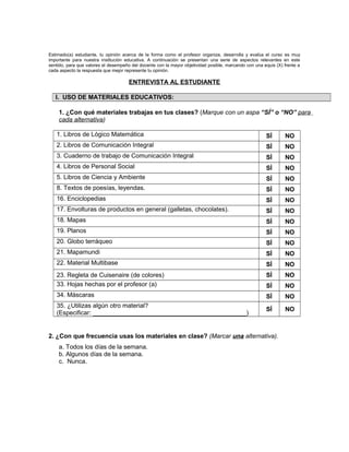 Modelo encuesta estudiantes | DOC | Professional School | Postgraduate ...