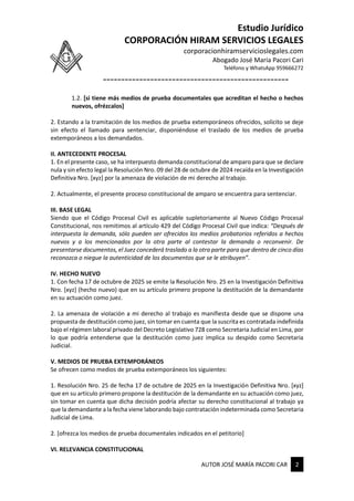 MODELO ESCRITO OFRECIMIENTO PRUEBA EXTEMPORÁNEA EN PROCESO ...