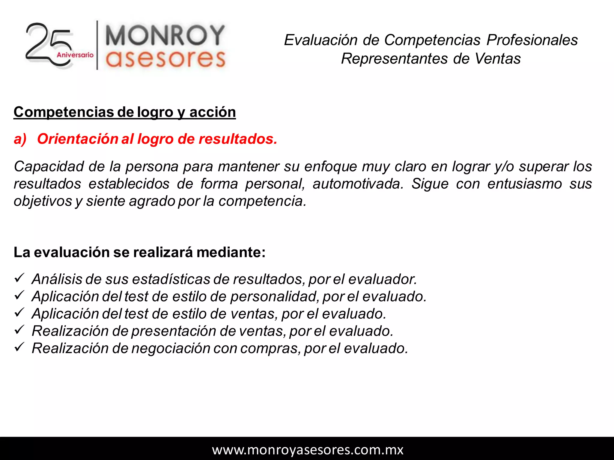 Modelo evaluacion de competencia profesional de vendedores | PPT