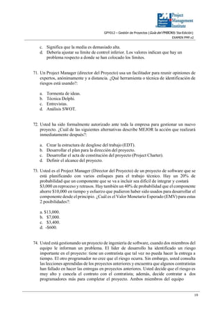Modelo Examen PMP, Project Management Institute | PDF