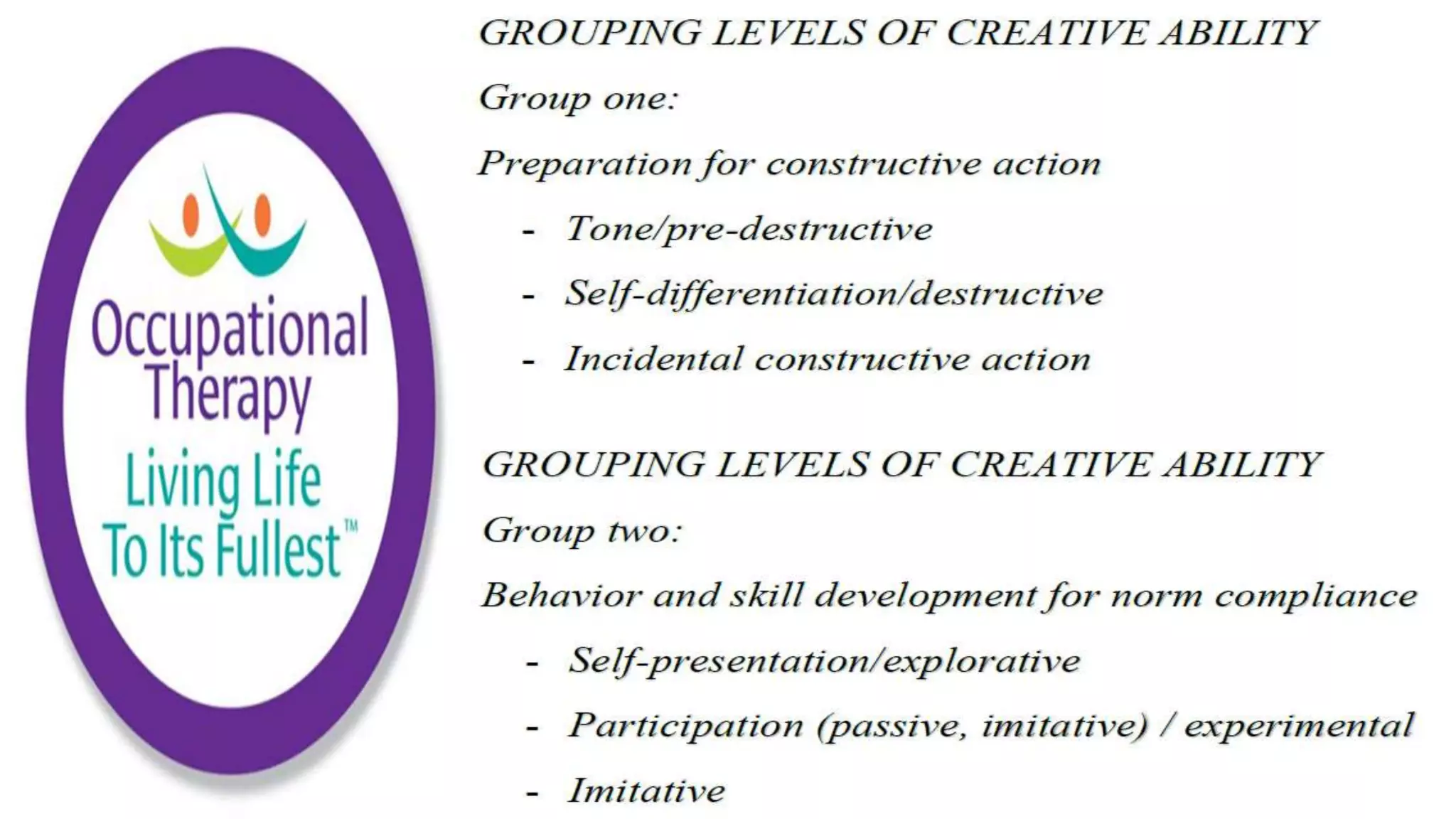 Model of Creative Ability in Occupational Therapy | PPTX