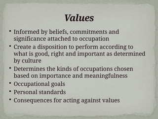 Model of Human Occupation in Occupational Therapy | PPTX