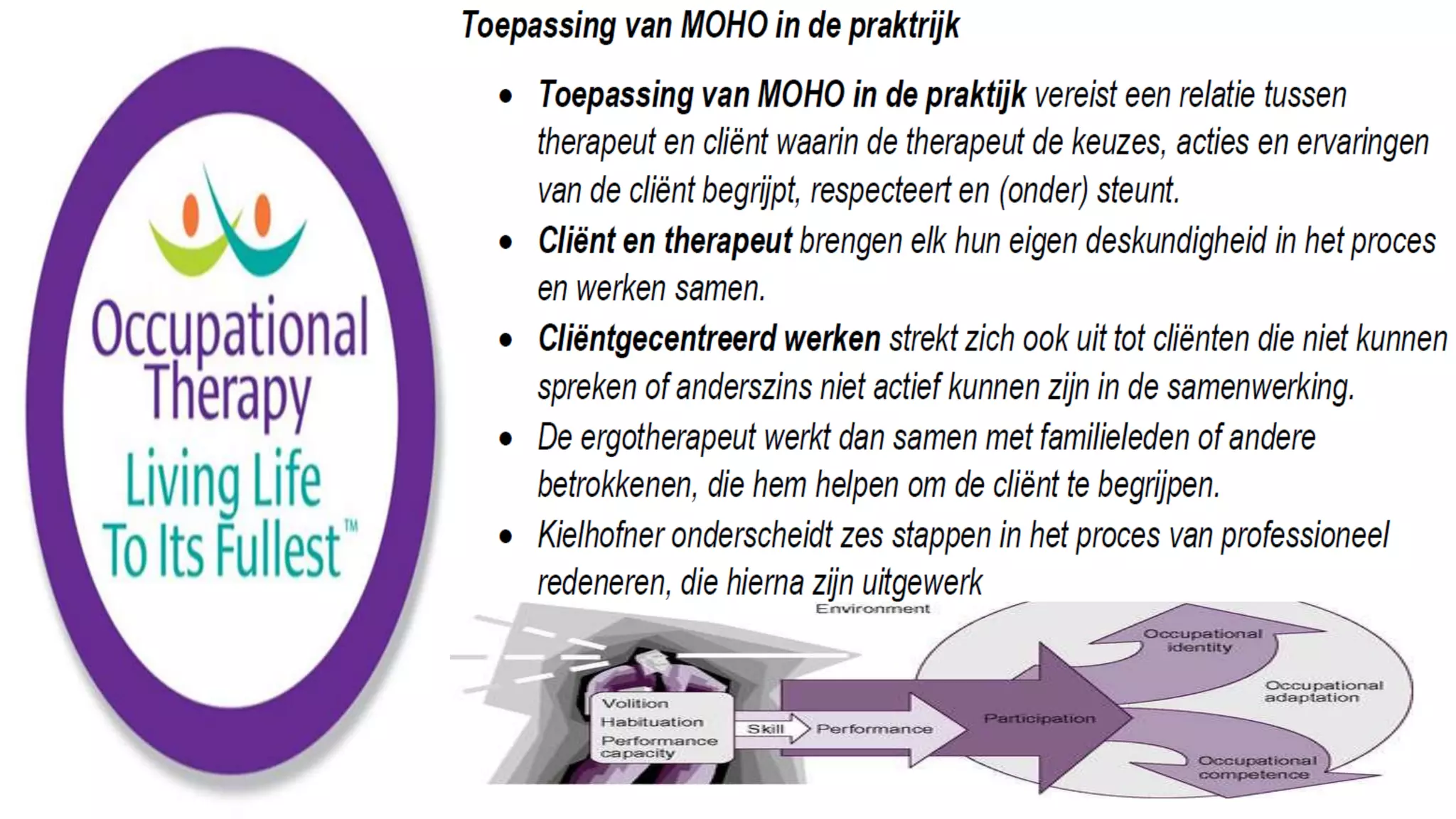 Grondbeginselen van de Ergotherapie Model Of Human Occupation (MOHO ...