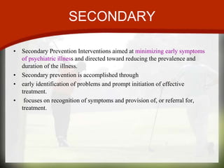 Model of prevention in psychiatry | PPTX