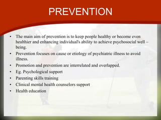 Model of prevention in psychiatry | PPTX
