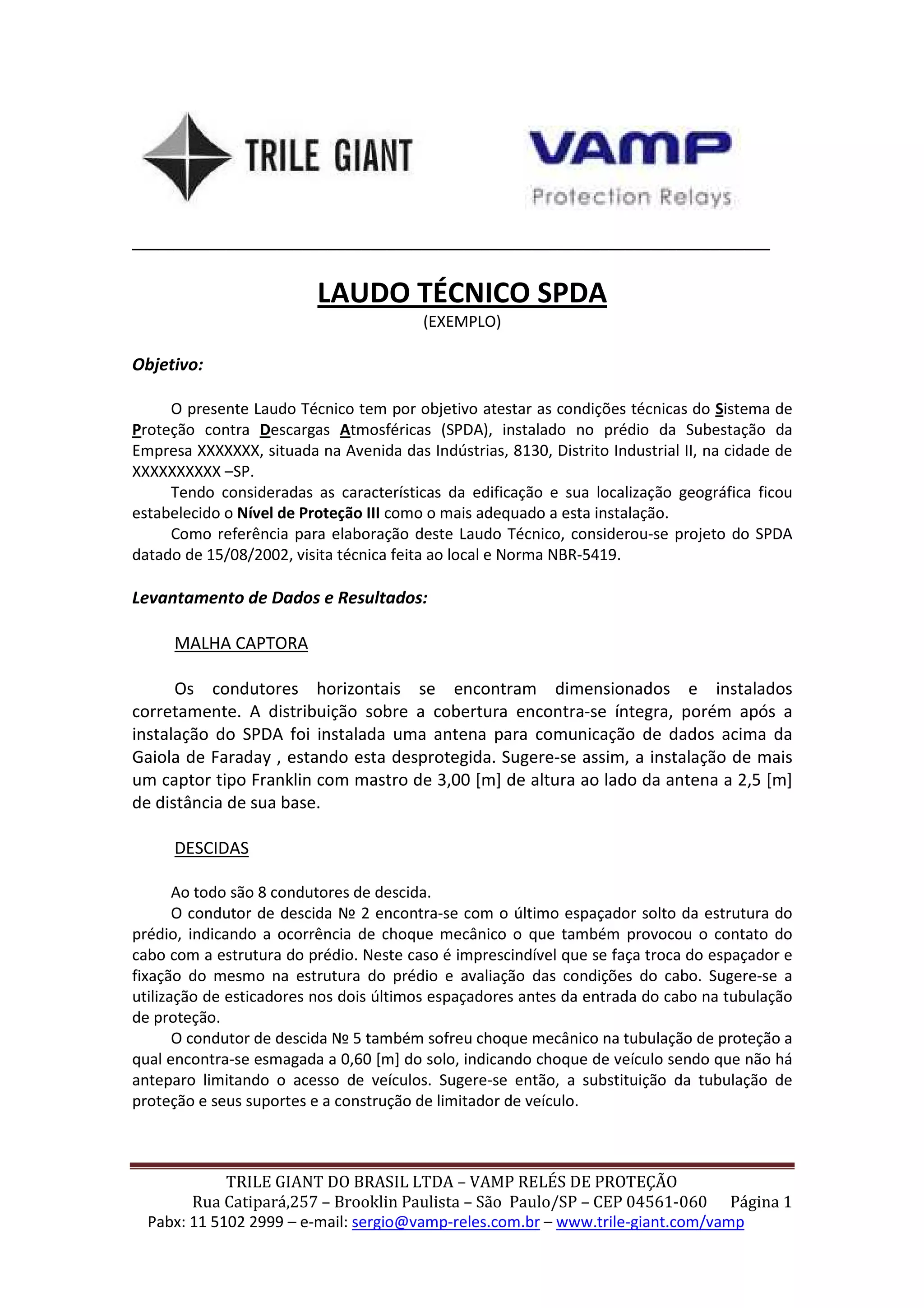 Modelo laudo tec spda_exemplo | PDF