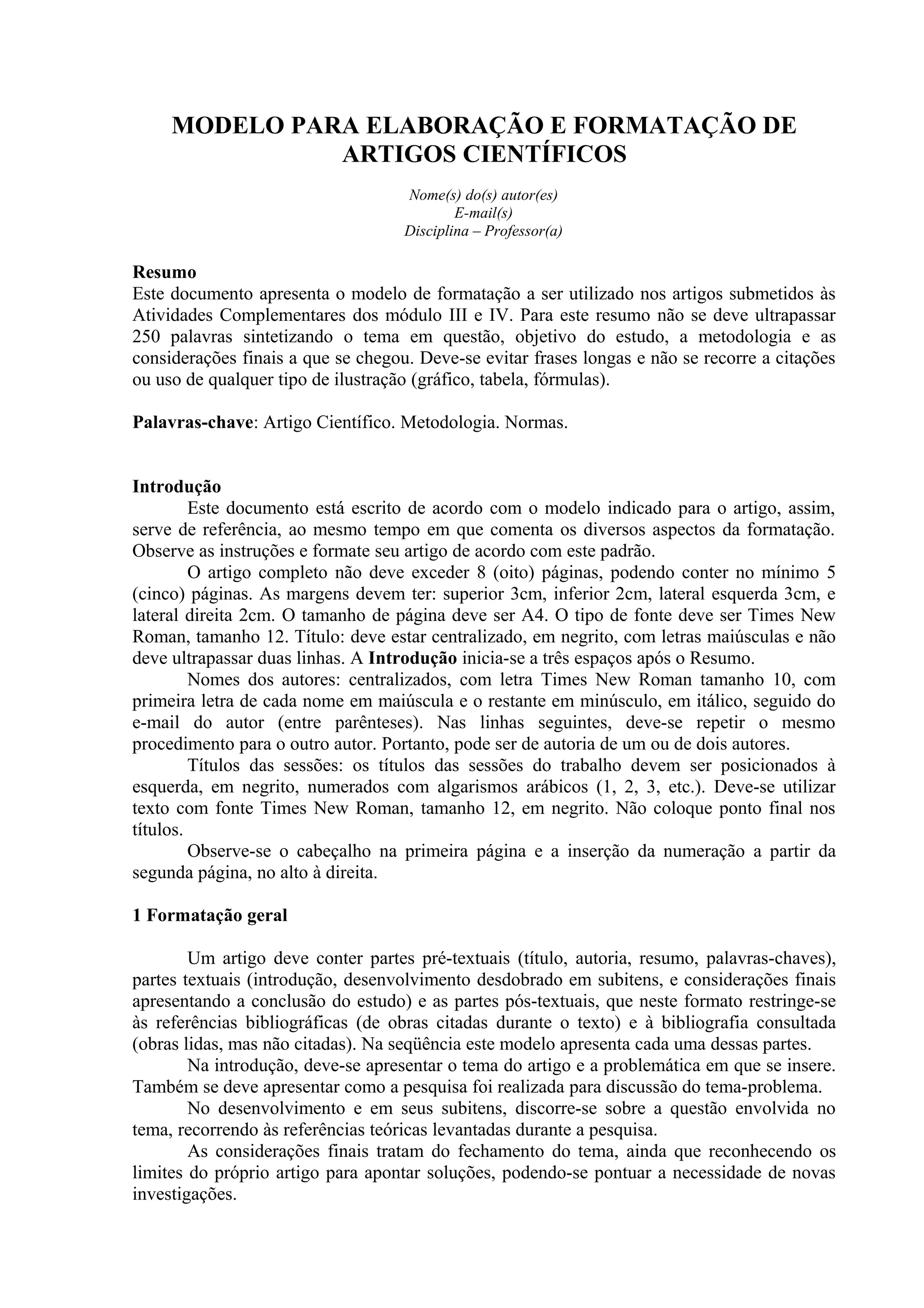 Modelo artigo técnico publicação | DOC