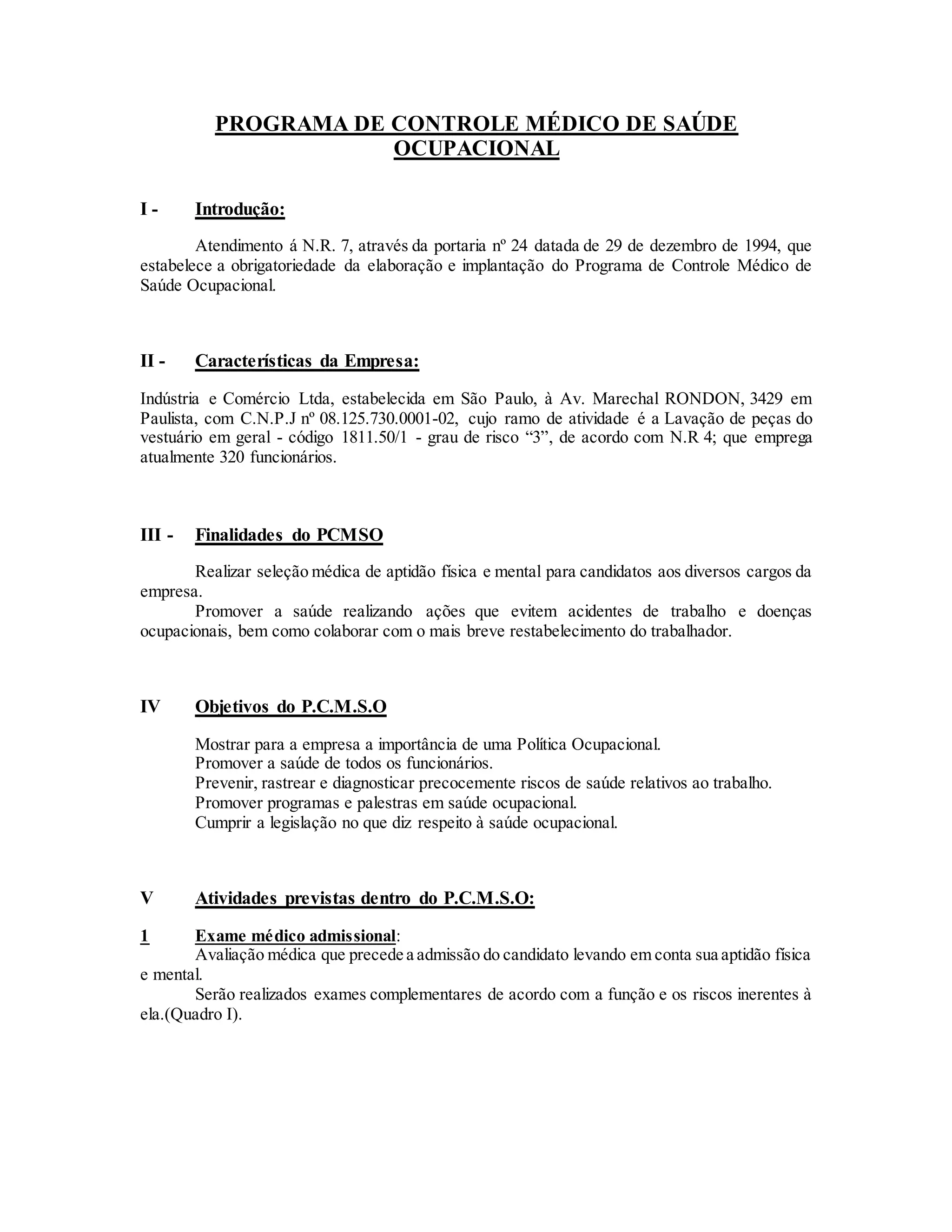 Modelo PCMSO | PDF