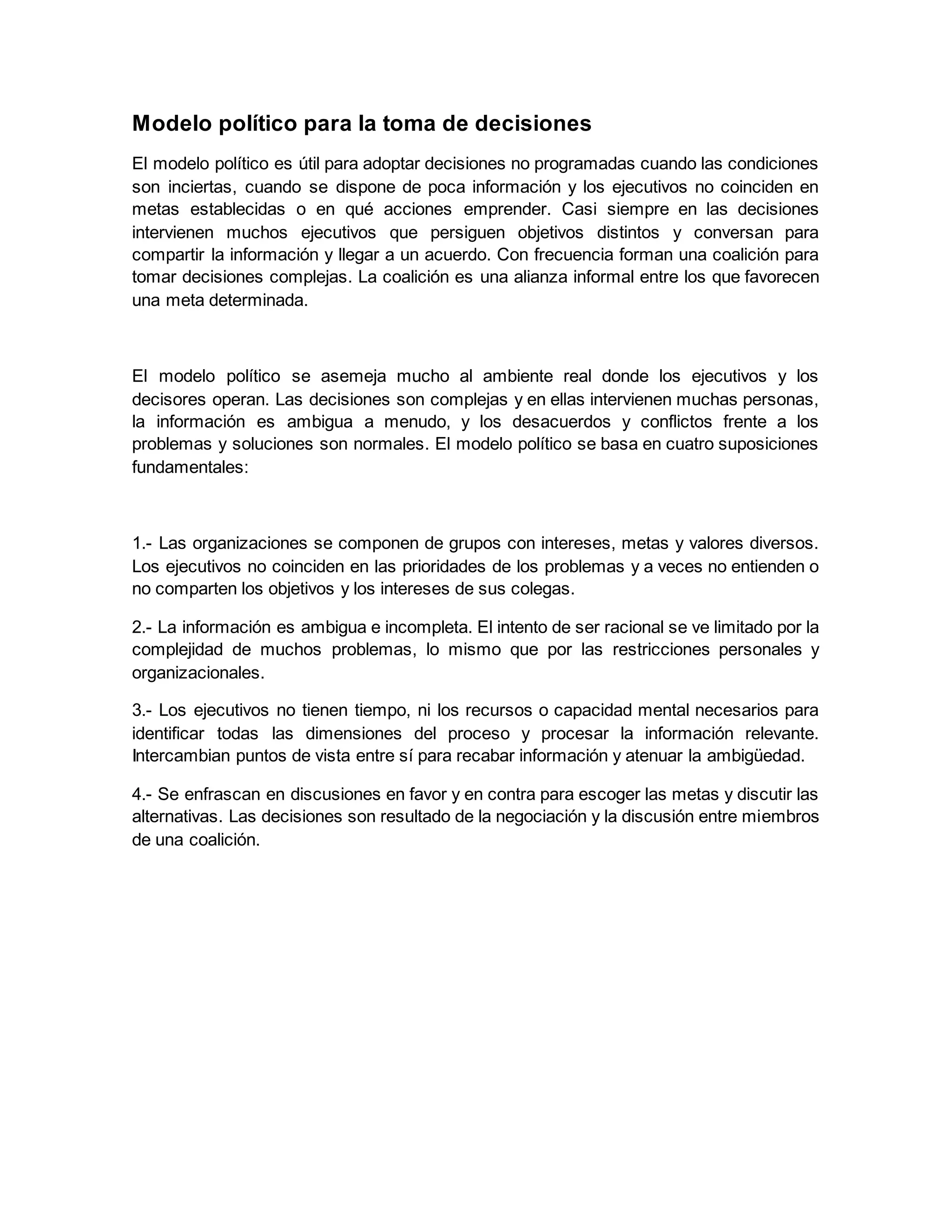 Modelo político para la toma de decisiones | DOCX