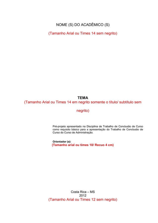 Modelo pre projeto-2012 | PDF