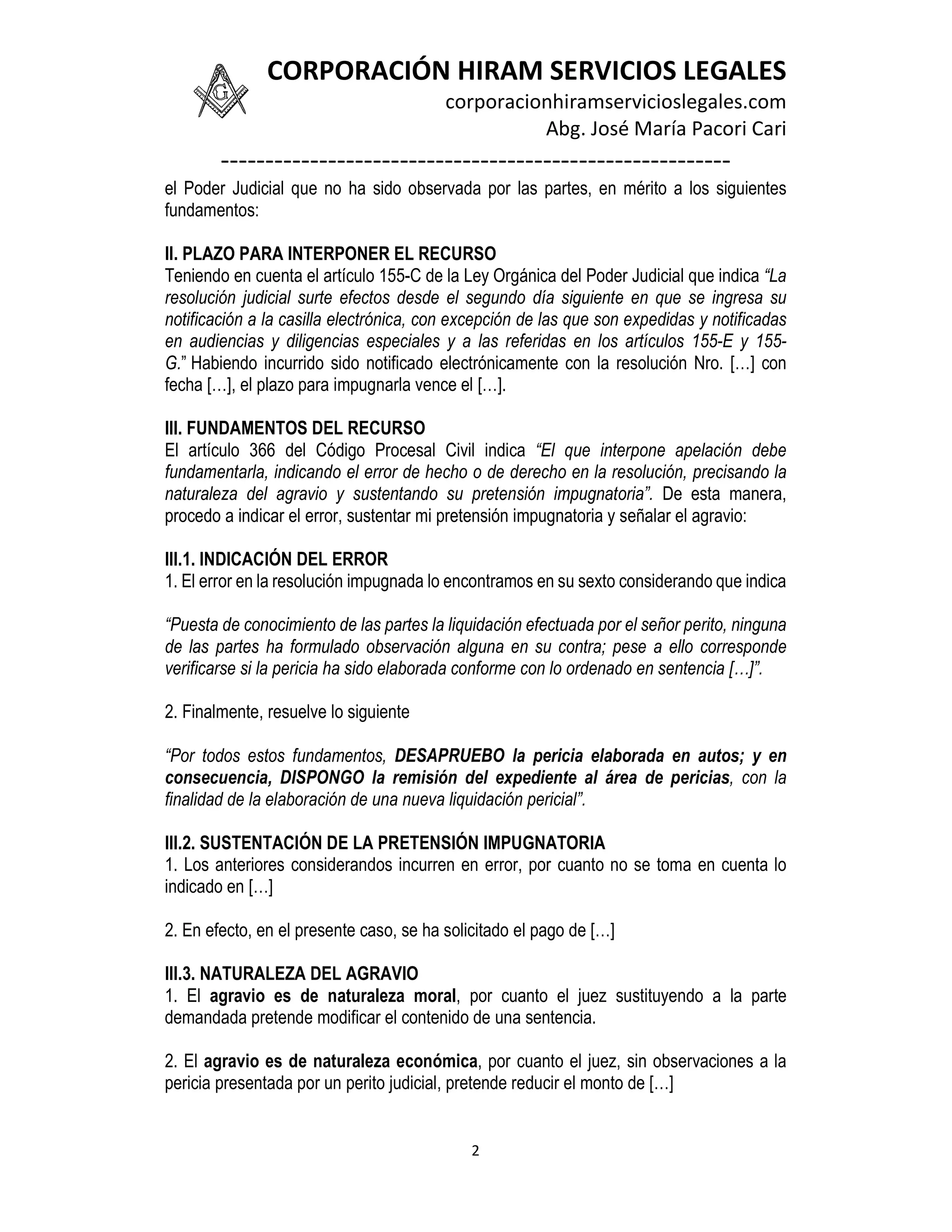 MODELO RECURSO DE APELACIÓN DE AUTO - AUTOR JOSÉ MARÍA PACORI CARI.pdf