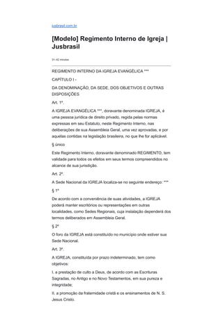 [Modelo] Regimento Interno de Igreja - Fábio Peres da Silva | PDF