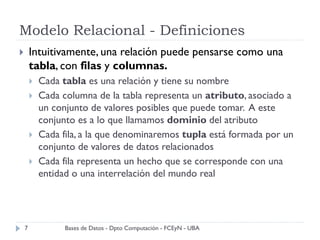 Modelo Relacional pasaje de DER a MR exactas UBA | PDF
