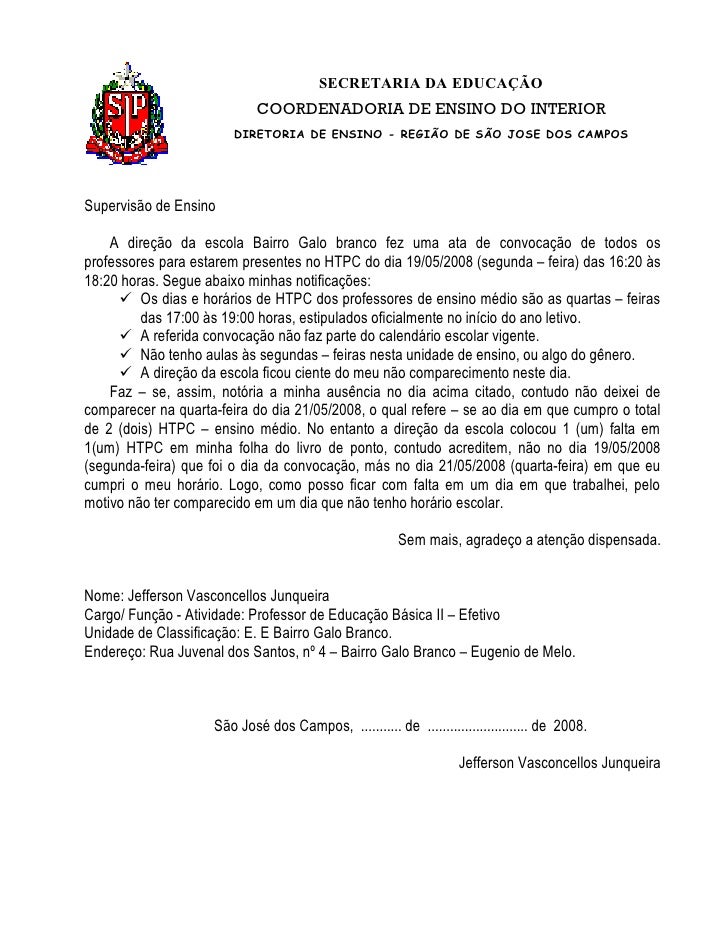 Modelo De Requerimento Simples Pronto