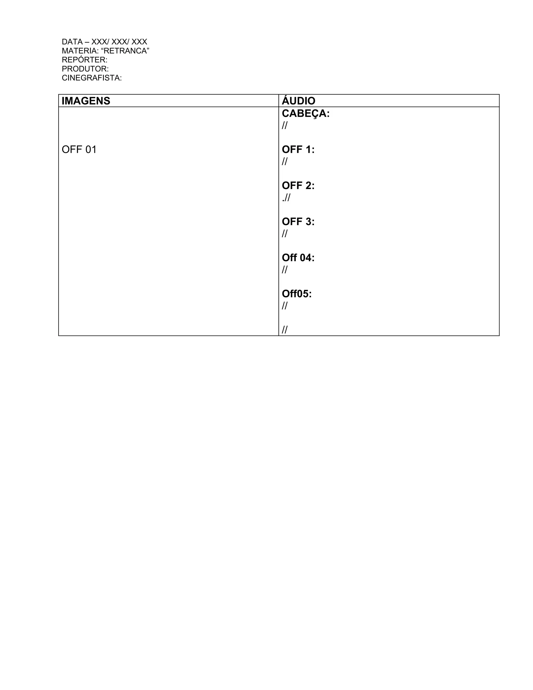 Modelo roteiro | DOC