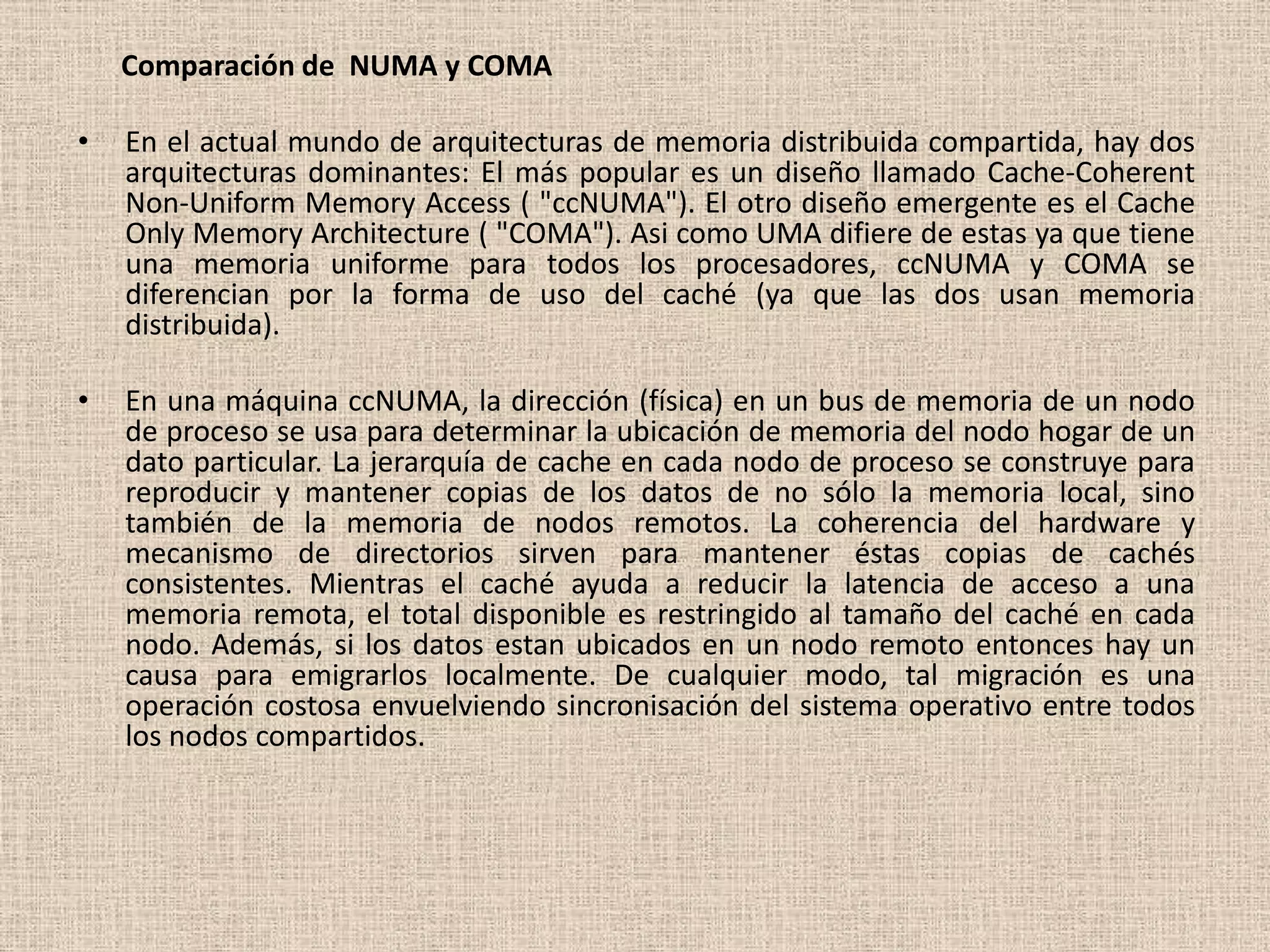 Modelos de acceso a la memoria(uma,numa,coma,norma) | PPTX