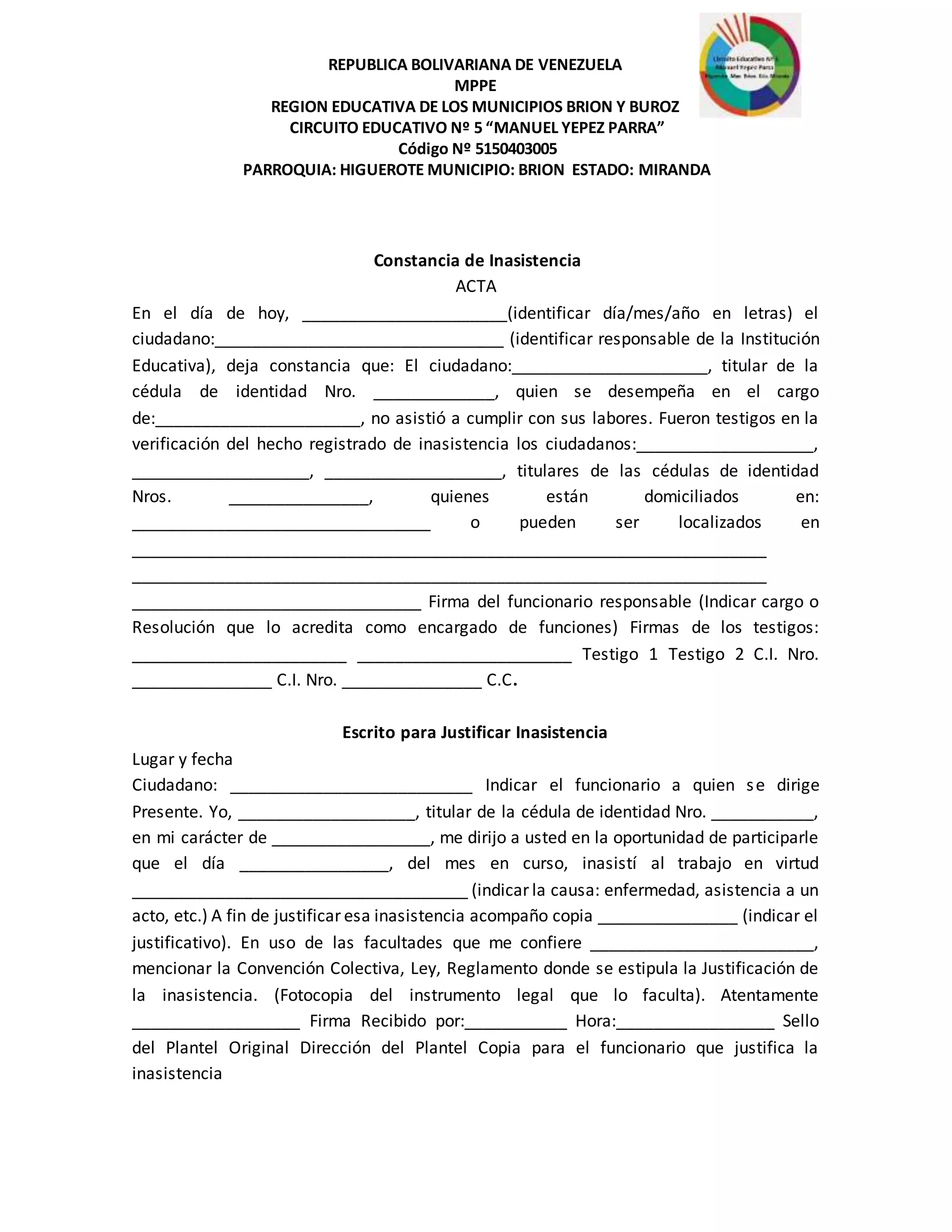Modelos de actas por incumplimiento | DOCX