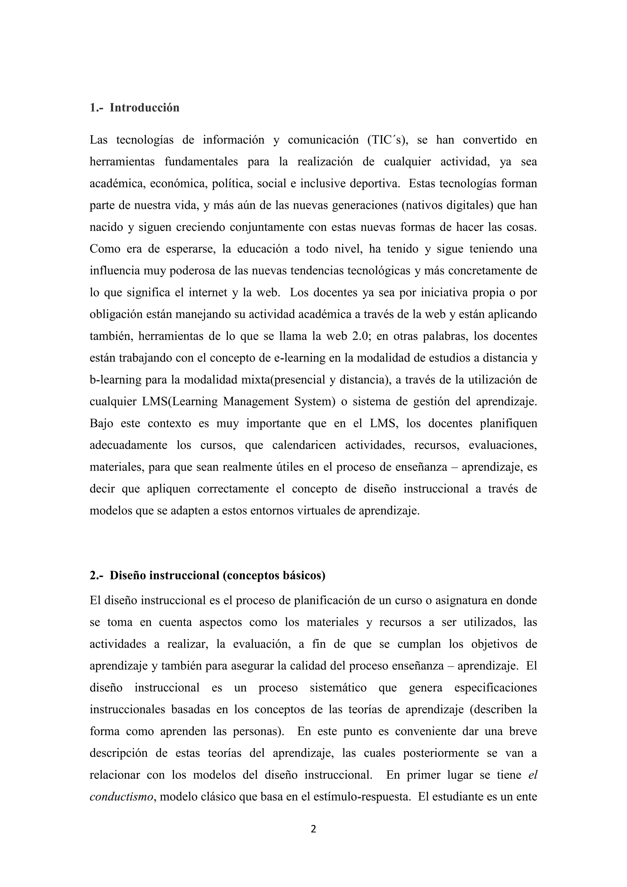 Modelos de diseño instruccional utilizados en eva | PDF