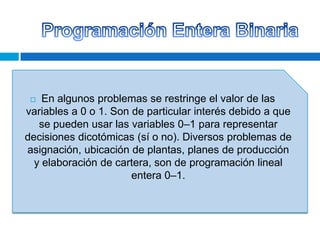 Modelos De Programacion Entera | PPTX