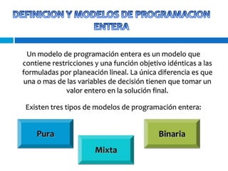 Modelos De Programacion Entera | PPTX