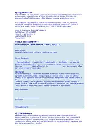 Modelos de requerimento