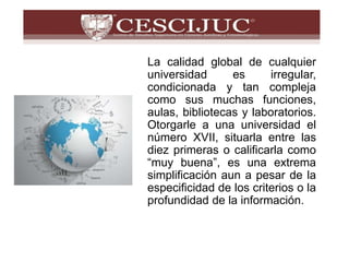 EVALUACION DE LA CALIDAD EN LA UNIVERSIDAD | PPTX