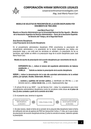 MODELO SOLICITUD DE PRESCRIPCIÓN DE ACCIÓN DISCIPLINARIA - AUTOR JOSÉ ...