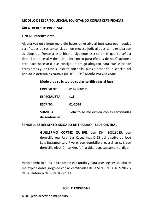 Modelo solicitud pedir copias certificadas Modelo solicitud pedir copias certificadas