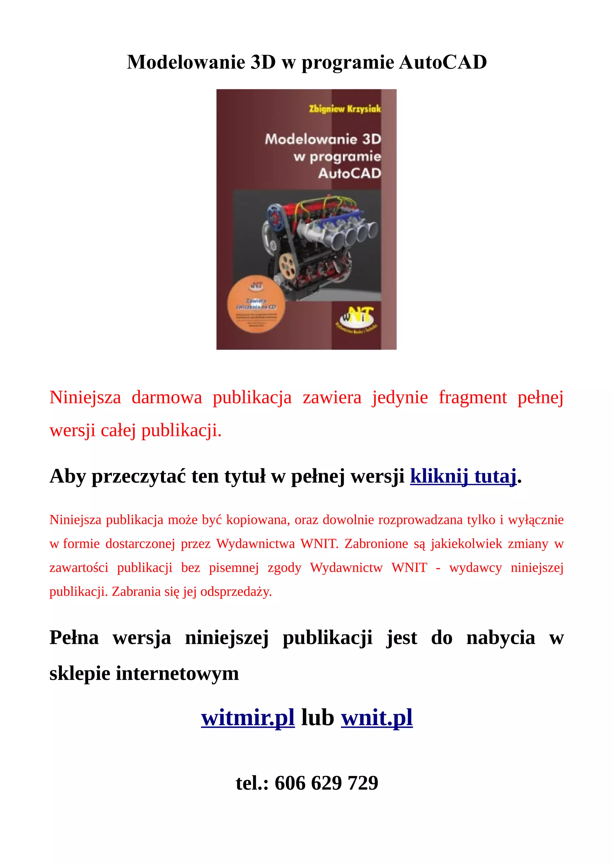 Modelowanie 3 d w programie autocad zbigniew krzysiak wnit | PDF | 3-D Graphics | Computer ...