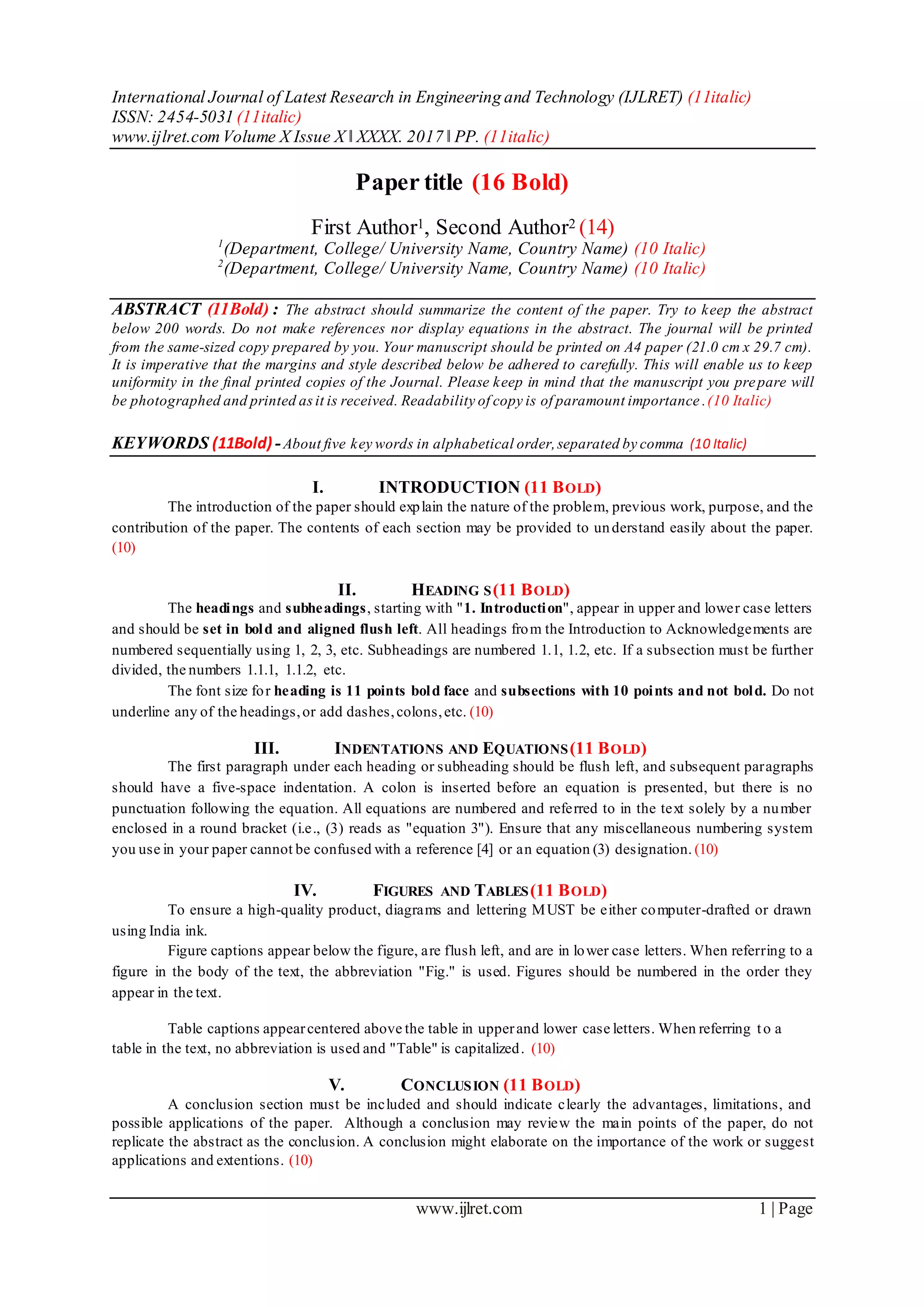 Model paper for paper submission | DOCX