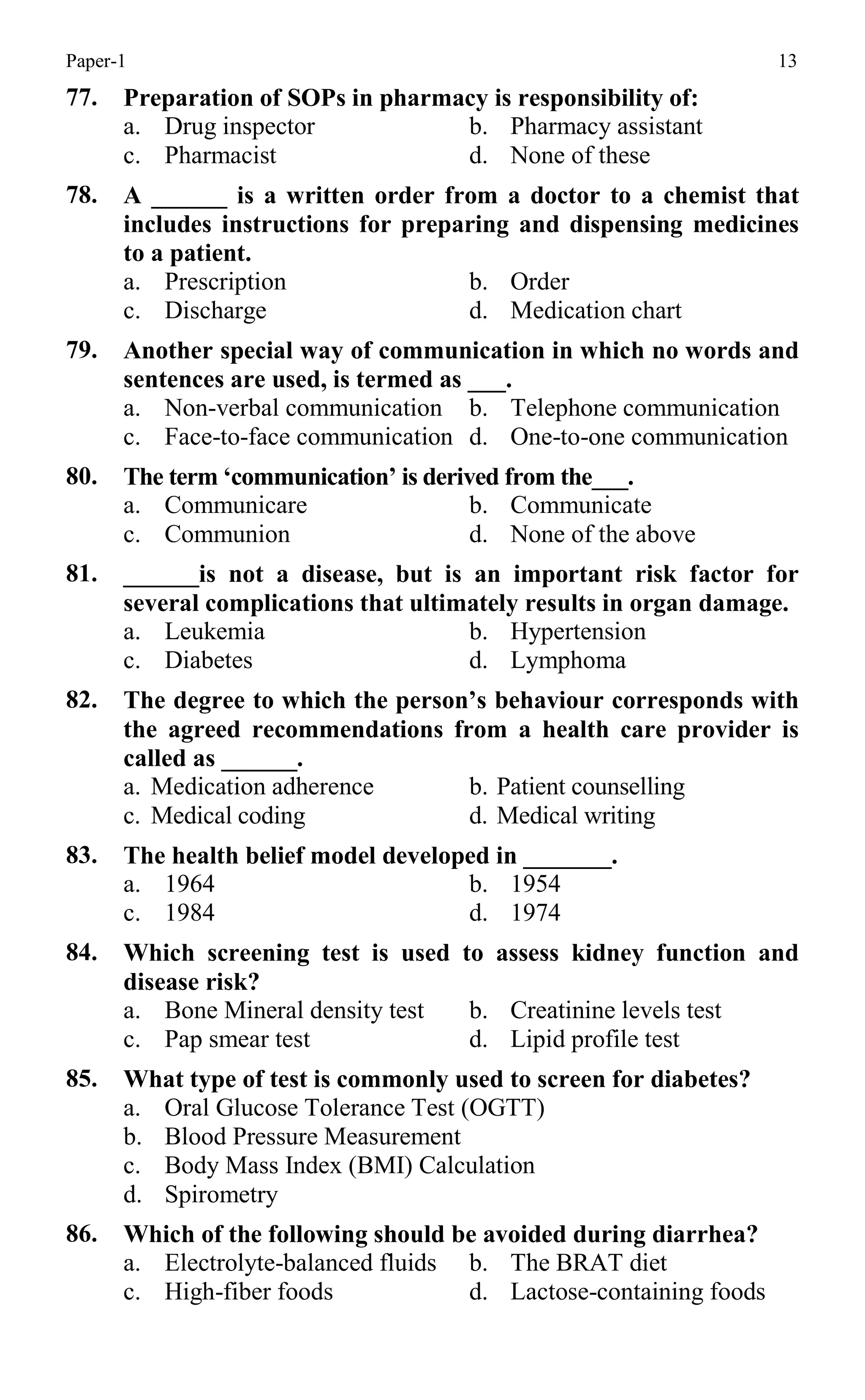 EXIT EXAM D PHARM MODEL PAPER IMPORTANT MCQS PATTERN.pdf