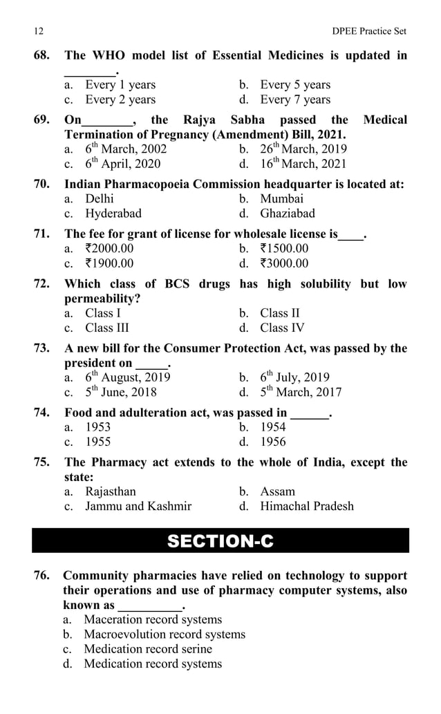 EXIT EXAM D PHARM MODEL PAPER IMPORTANT MCQS PATTERN.pdf ...