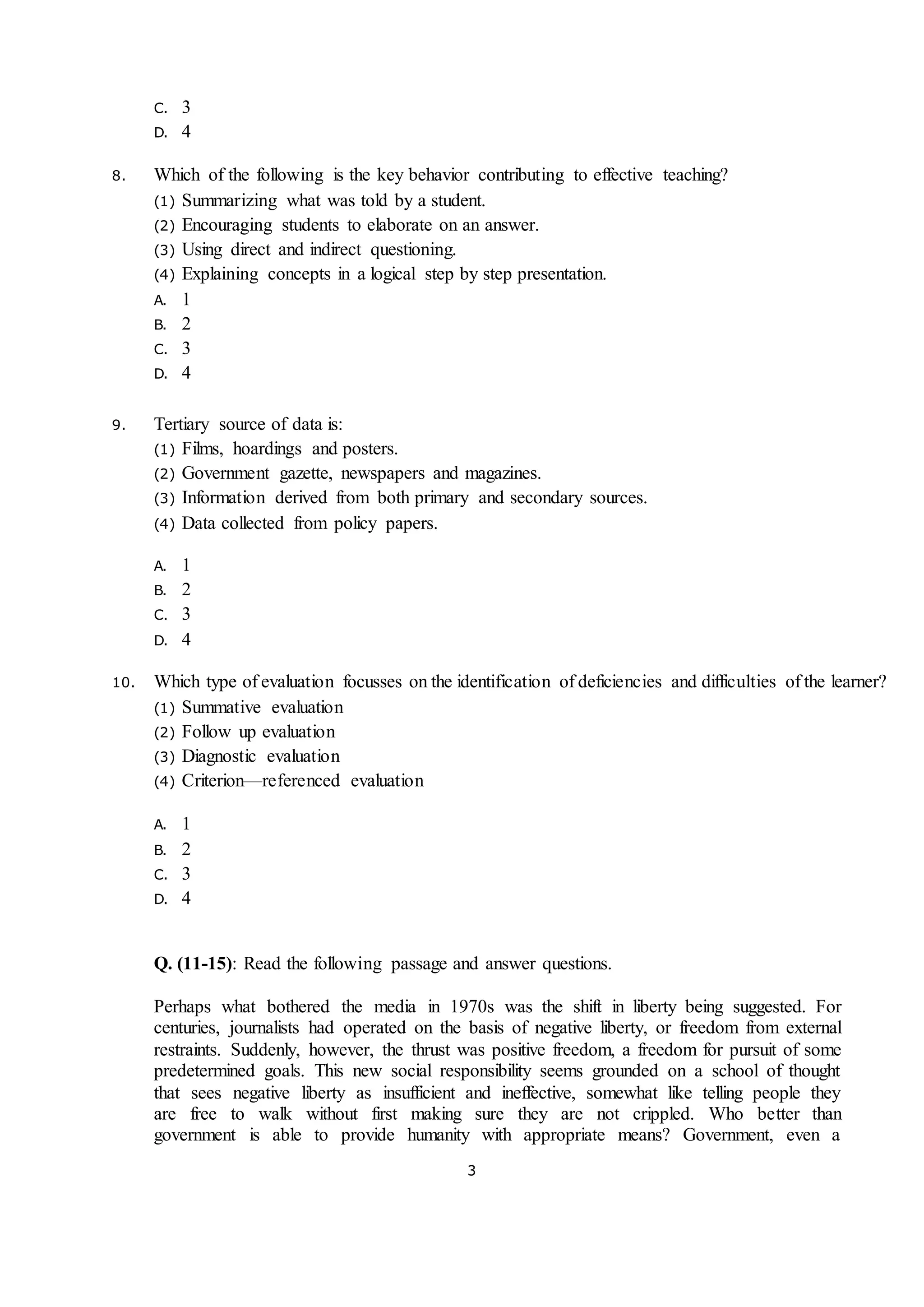Model paper 2 (UGC NET Paper-1) Questions with Answers | DOCX