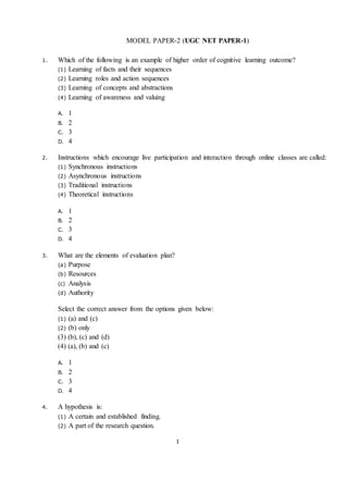 Model paper 2 (UGC NET Paper-1) Questions with Answers | PDF
