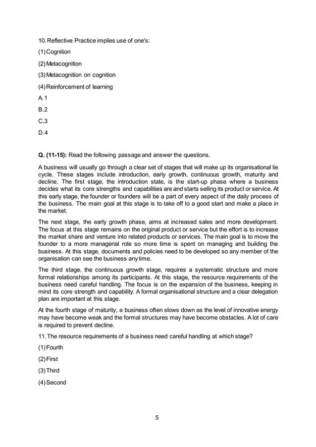 Model paper 4 (UGC NET Paper-1) | DOCX | Startups | Business