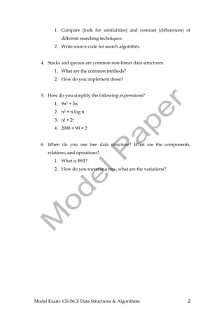 Model paper algorithms and data structures | PDF | Computing | Technology & Computing
