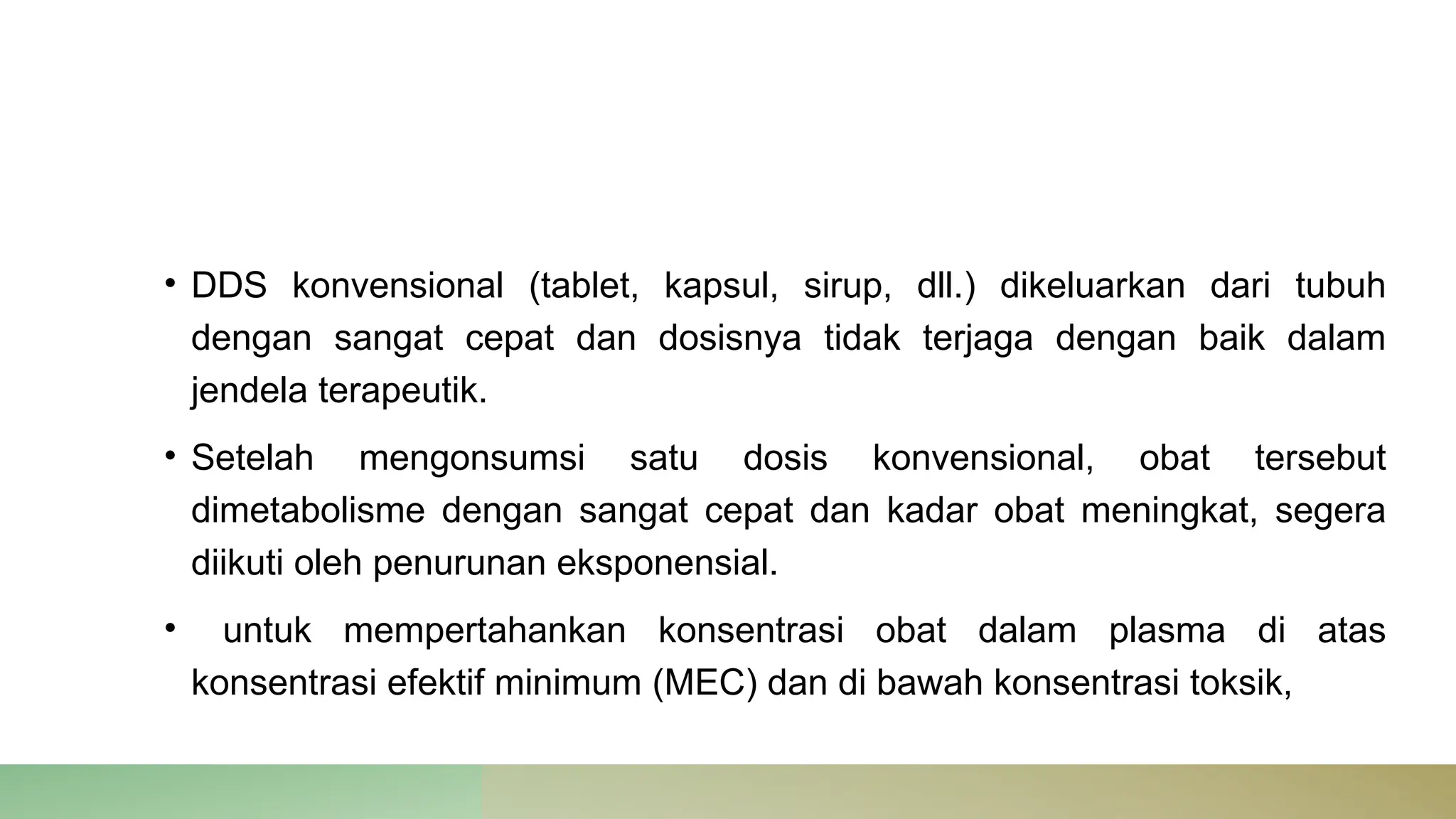 model pelepasan obat konvensional vs terkontrol | PPTX