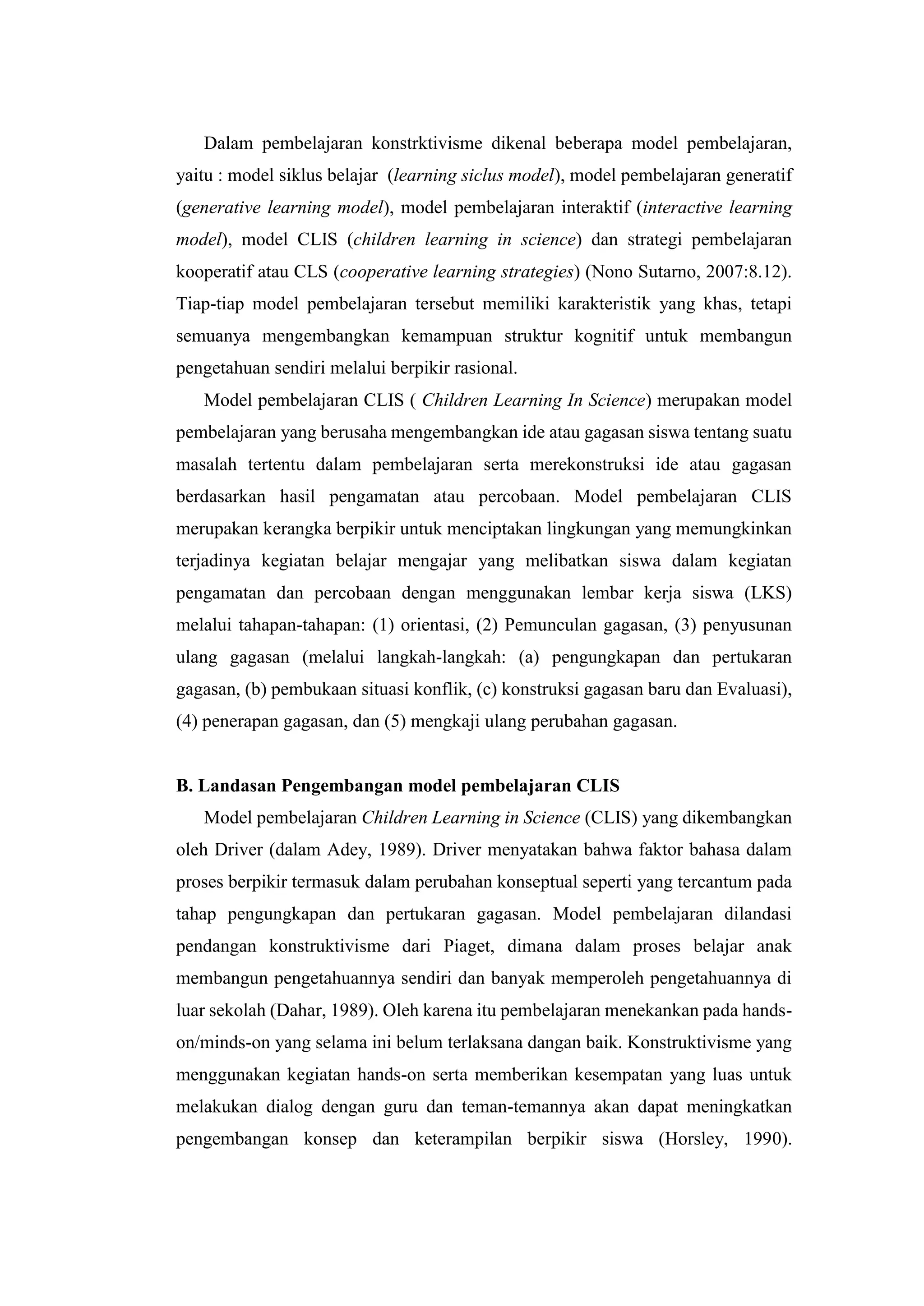 Model pembelajaran clis | DOCX