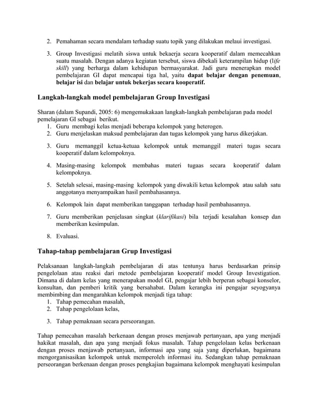 Model pembelajaran group investigation | PDF