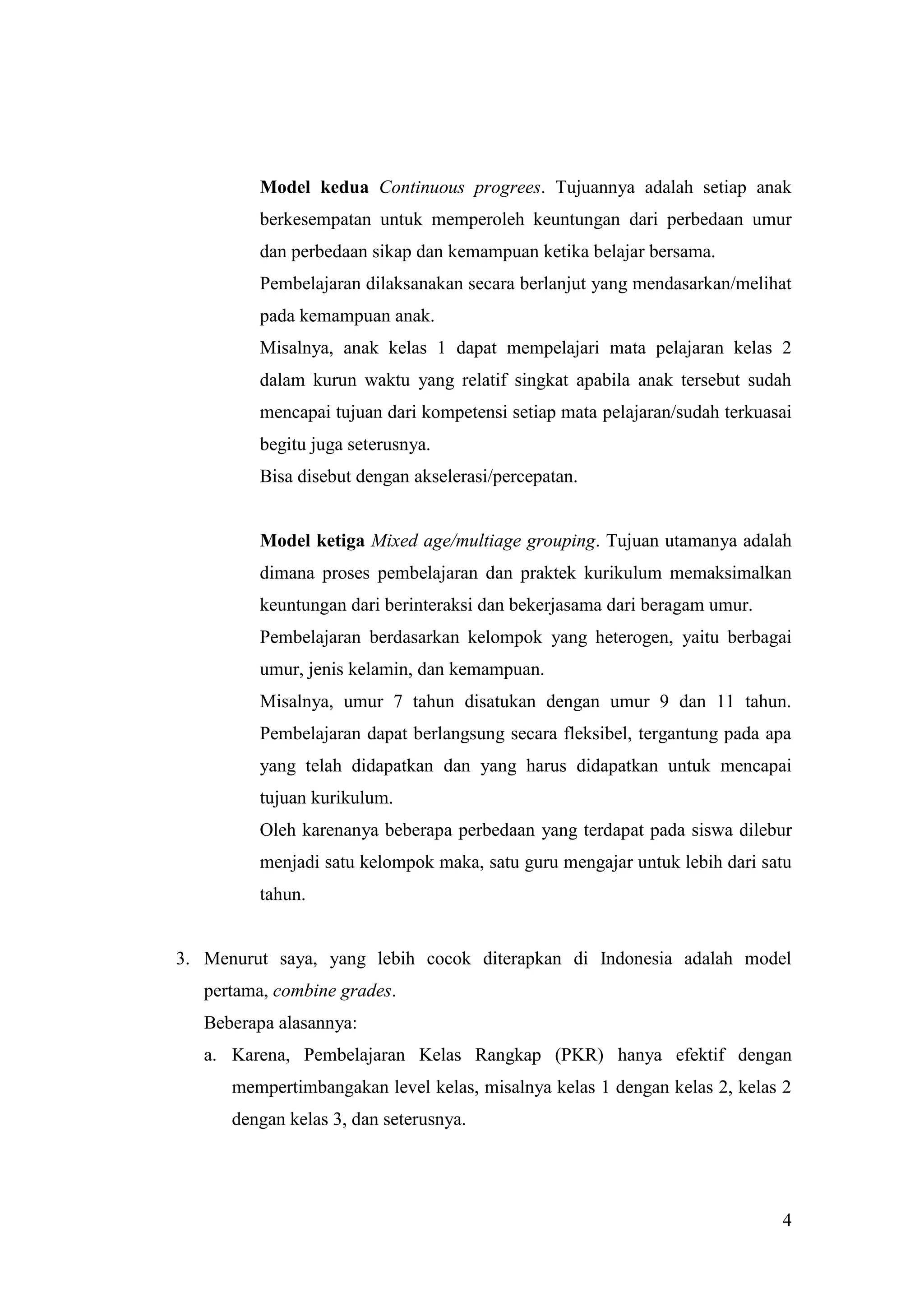 Model Pembelajaran Kelas Rangkap (PKR) | PDF